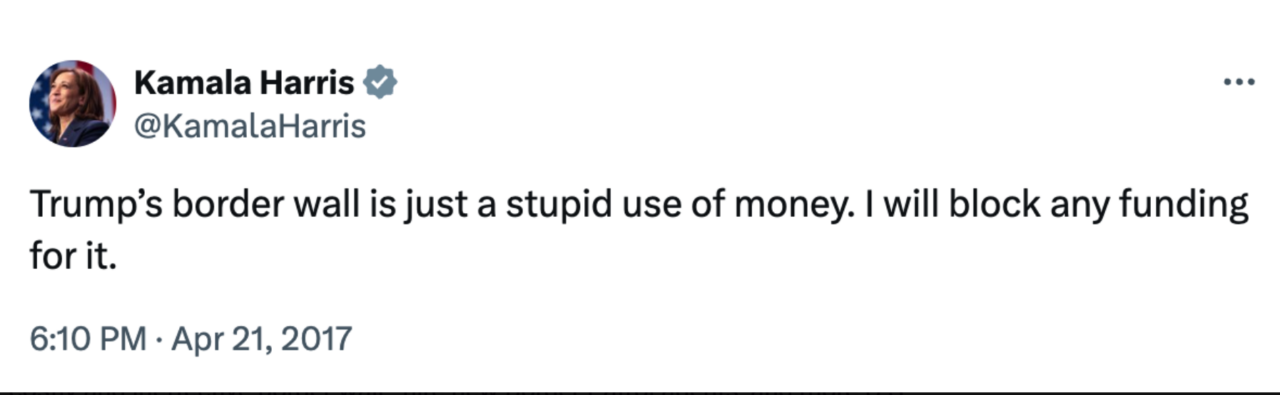 Harris Says She Will Build A Border Wall, Majority Polled Don't Believe ...